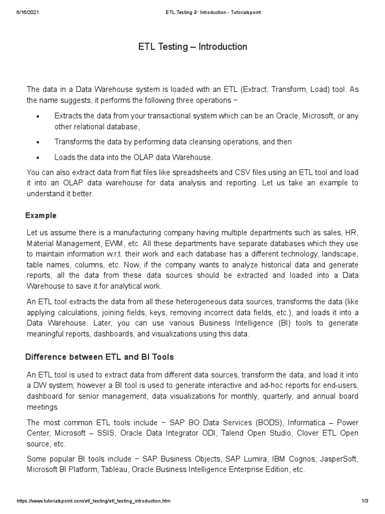 An Introduction to ETL Testing: Understanding the Extract, Transform ... An Introduction to ETL Testing: Understanding the Extract, Transform ...