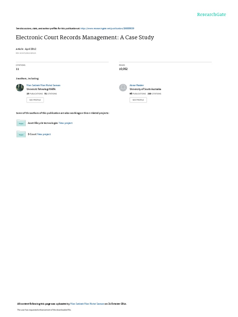 Electronic Court Records Management A Case Study | PDF | Records ...