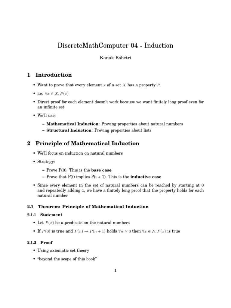Discrete Mathematics Using A Computer - 04 - Induction Notes and ...
