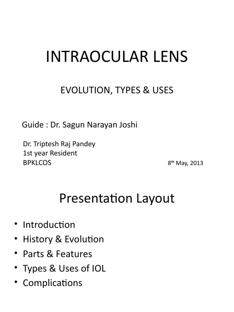 Intraocular Lens: Evolution, Types & Uses | PDF | Lenses | Light