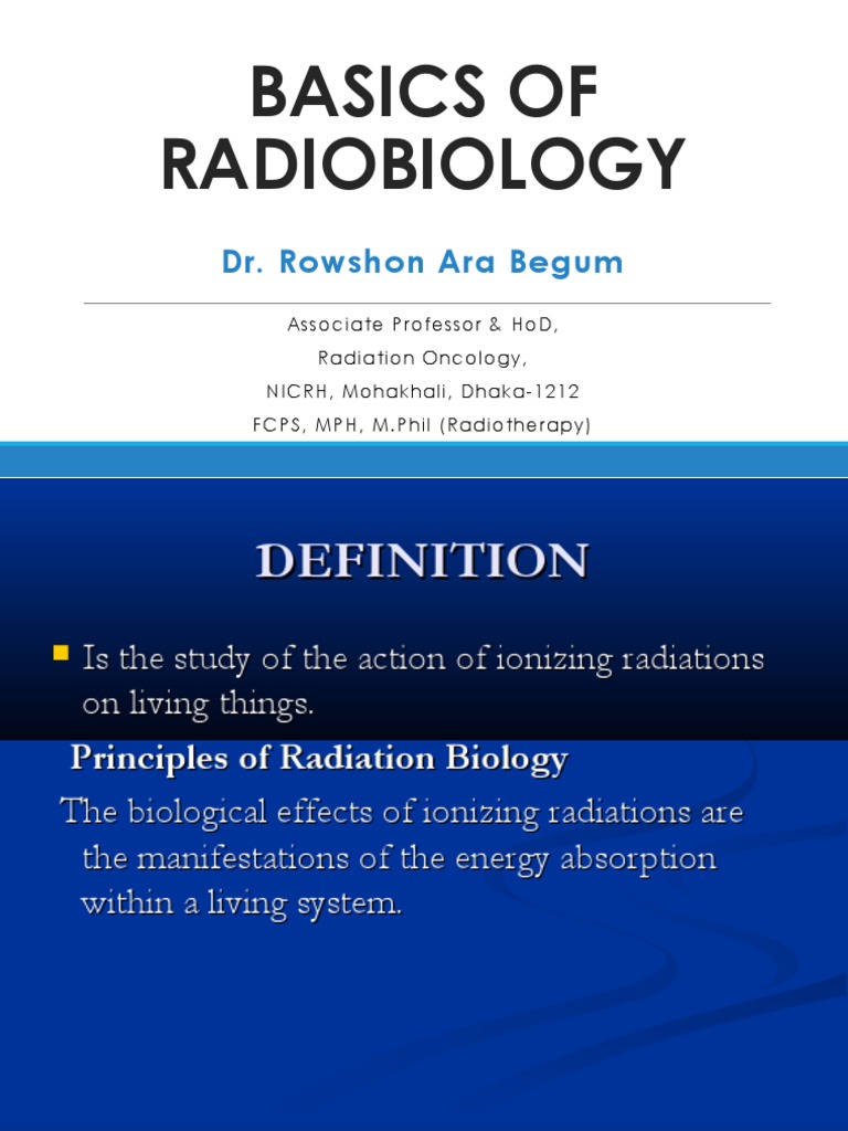 Basics of Radiobiology | PDF | Ionizing Radiation | Electromagnetic ...