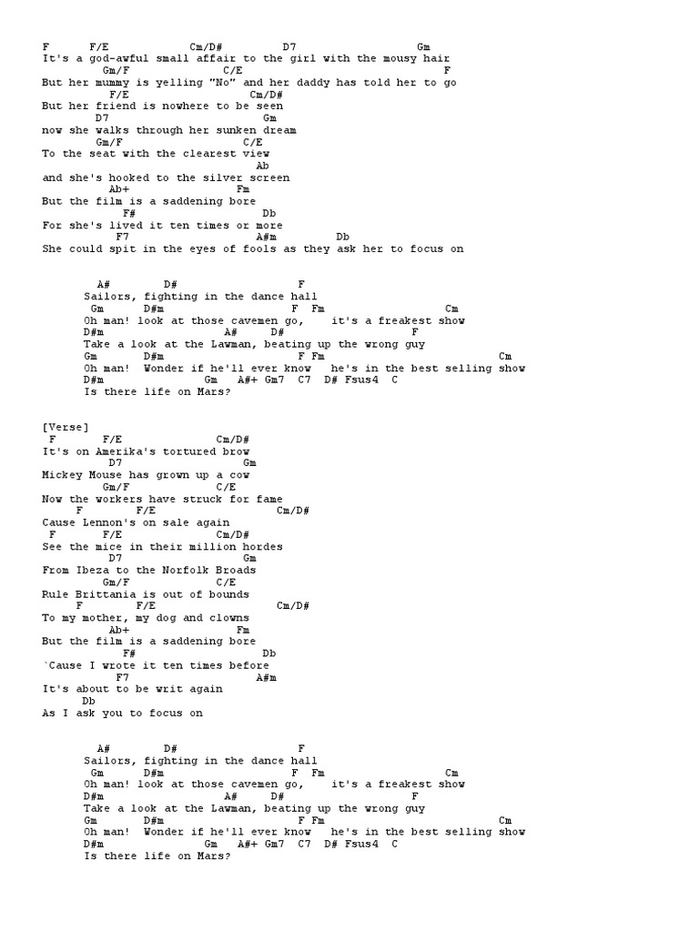 Life On Mars - Leadsheet | PDF