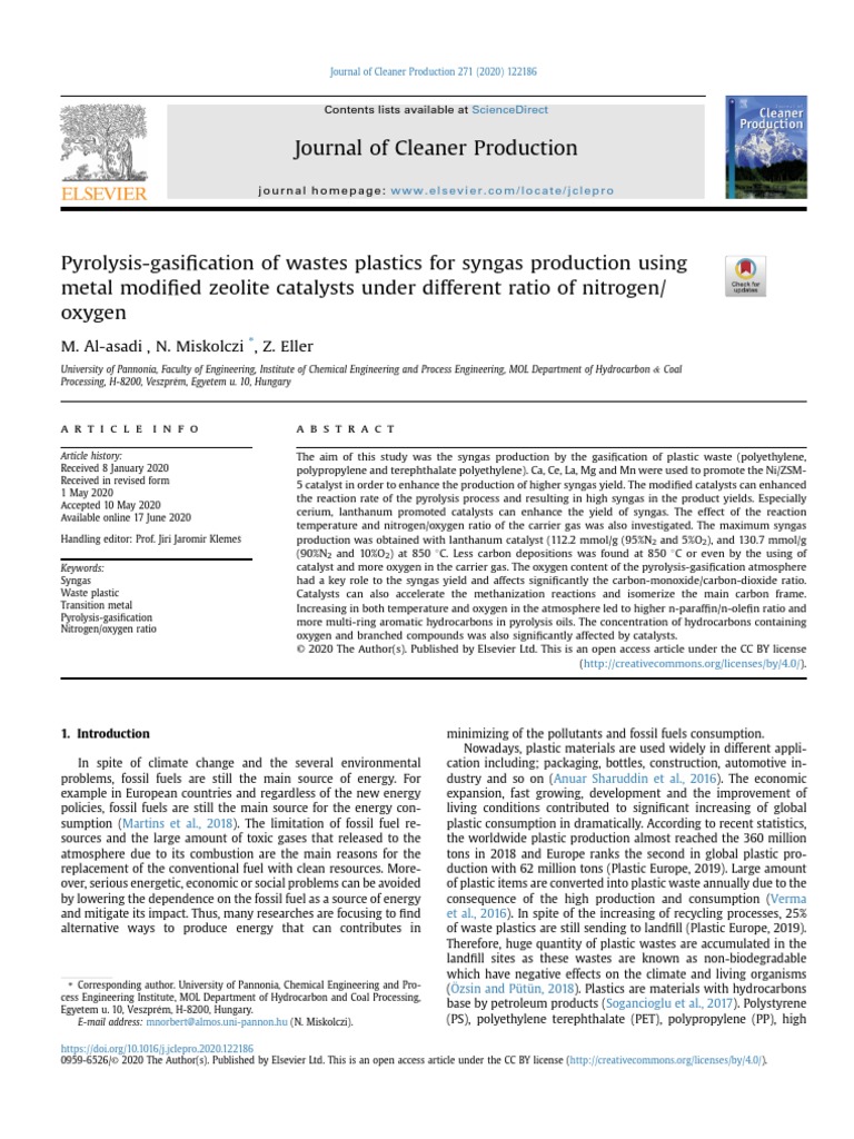 Plastic Waste To Syngas | PDF | Carbon Dioxide | Gasification