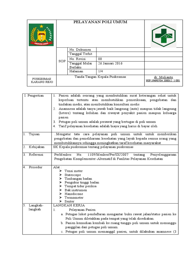 Sop Pelayanan Umum Pdf