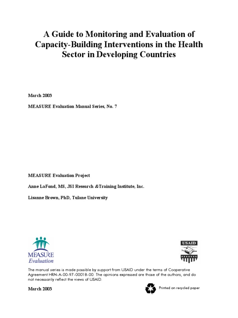 A Guide To Monitoring and Evaluation of Capacity-Building Interventions ...