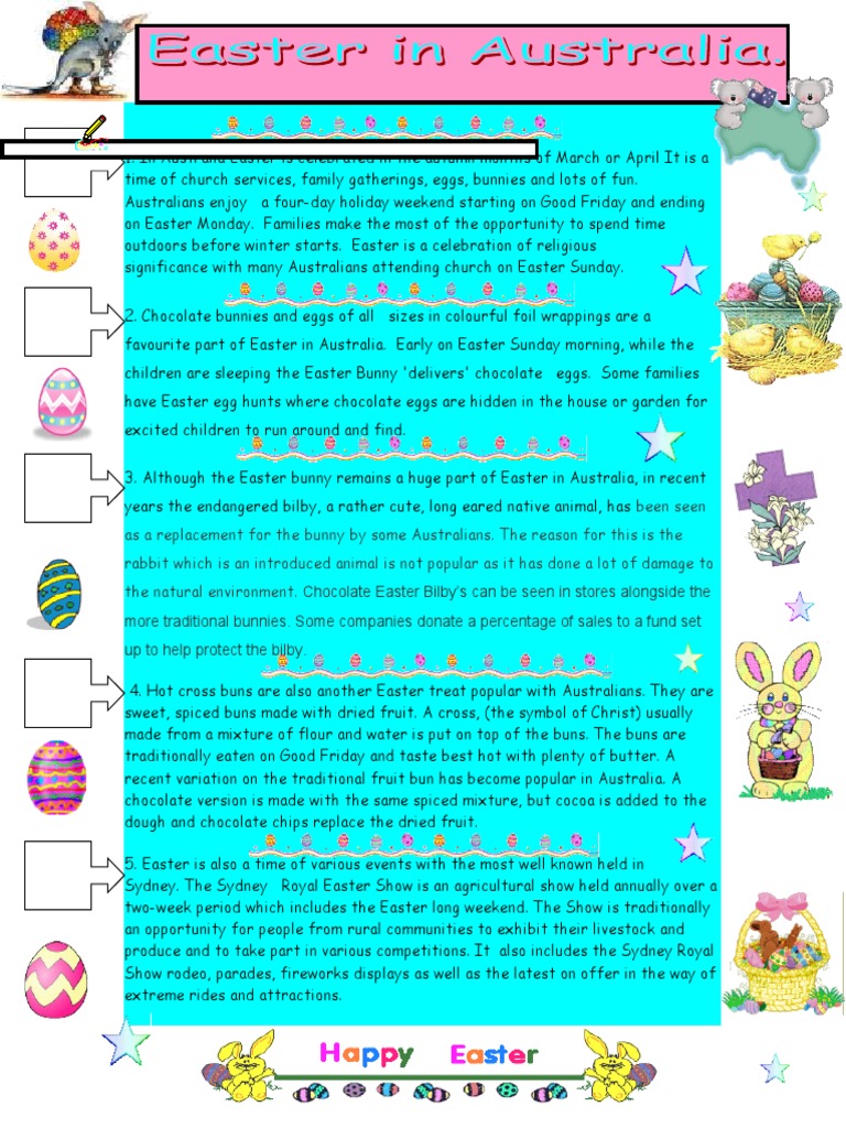 Easter in Australia Reading Comprehension Exercises - 4792 | PDF ...