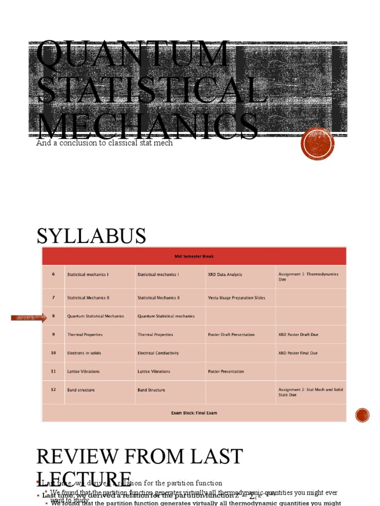 PVB301 2021 W8 Quantum Statistical Mechanics | PDF | Mathematical ...