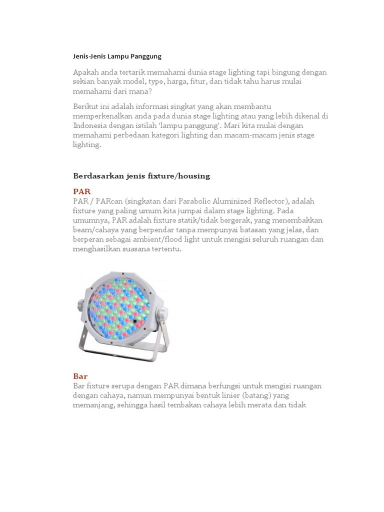 Jenis Jenis Lampu Panggung | PDF