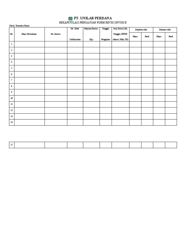 Rekap Form Revisi Invoice | PDF