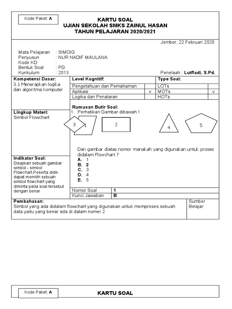Kartu Soal Simdig | PDF