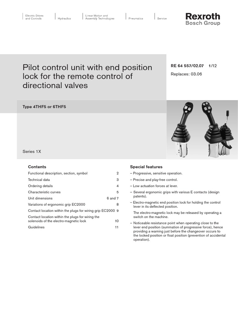 Pilot Control Unit With End Position Lock For The Remote Control of ...