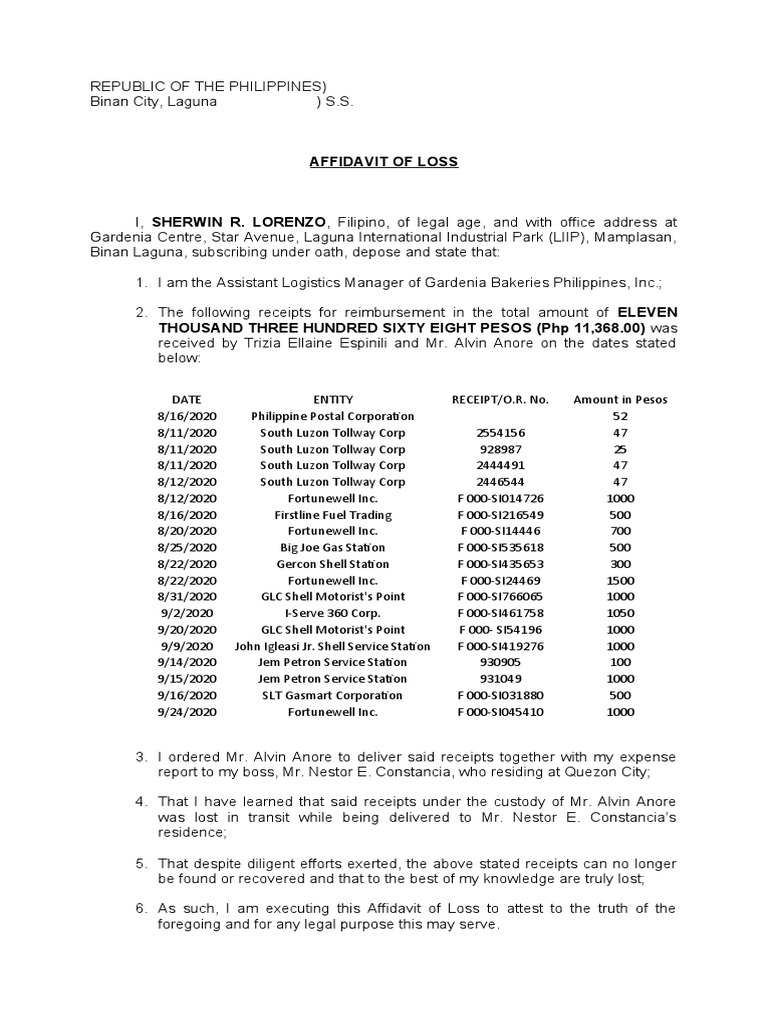 Affidavit of Sir Sherwin | PDF | Civil Law (Common Law) | Philippines