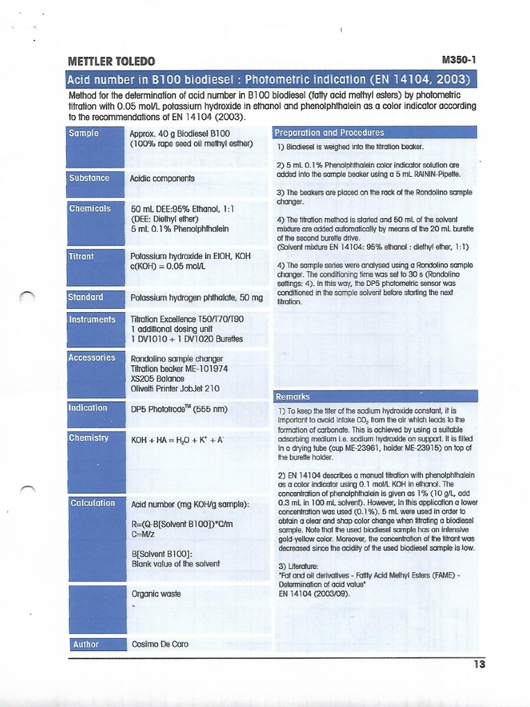 EN 14104 - Mettler Toledo | PDF