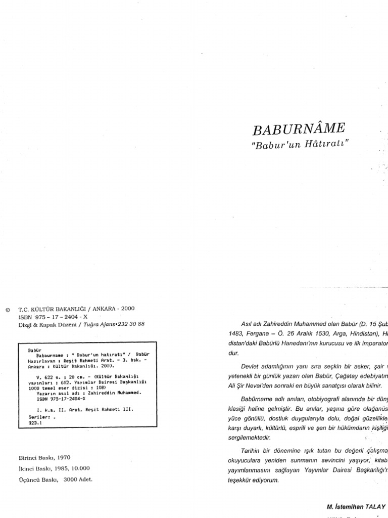 Baburname - Babur'Un Hatıratı (PDFDrive) | PDF