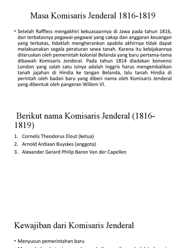 Masa Komisaris Jenderal 1816-1819 | PDF