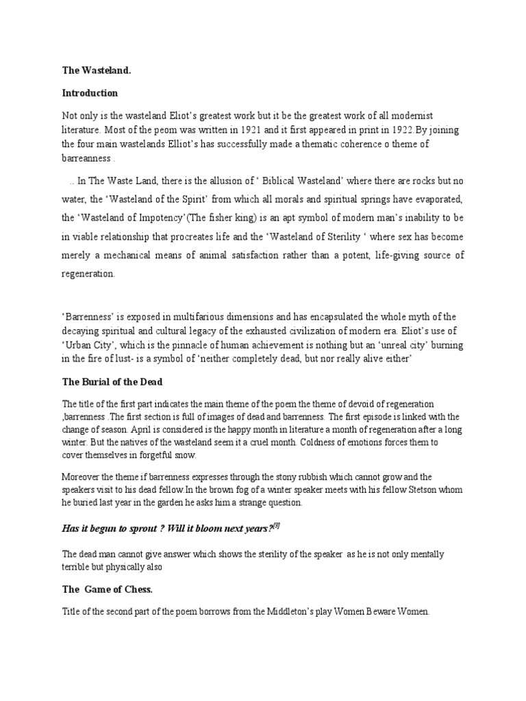 The Waste Land Paper Notes | PDF | Poetry