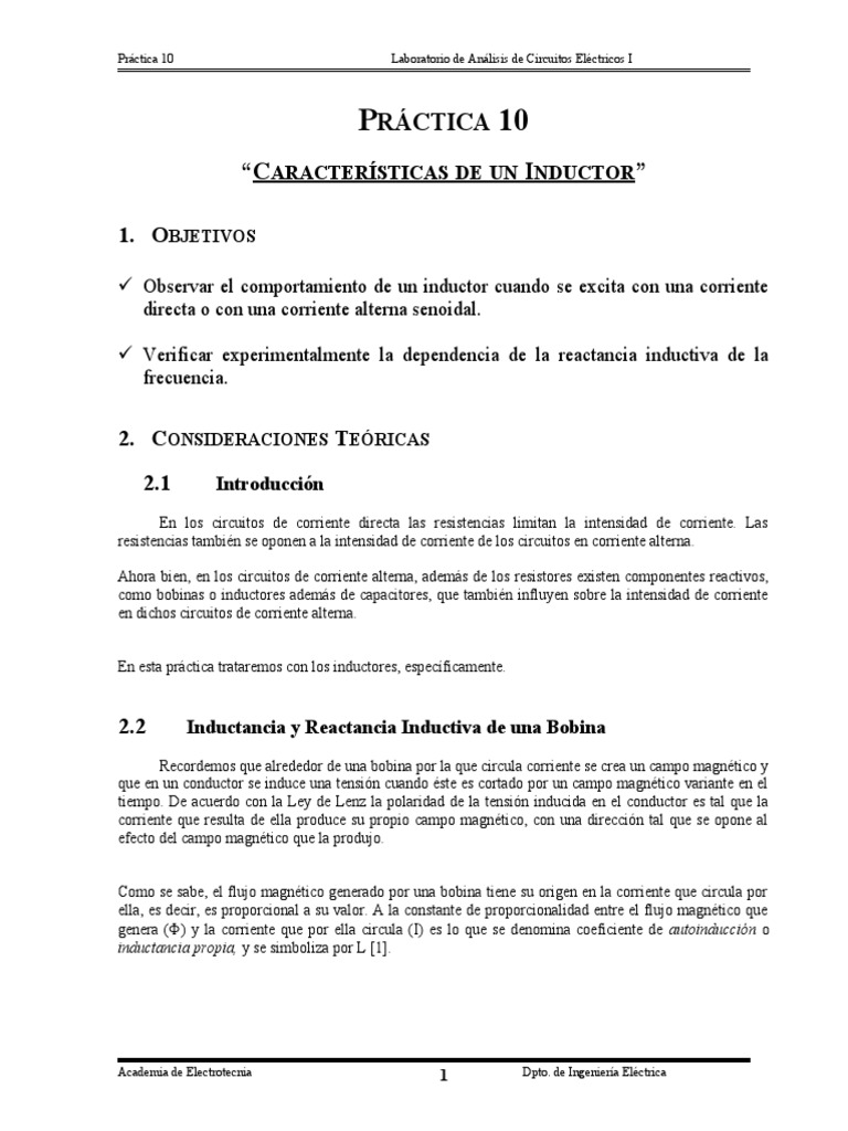 p10 Características Del Inductor | PDF | Inductor | Impedancia eléctrica