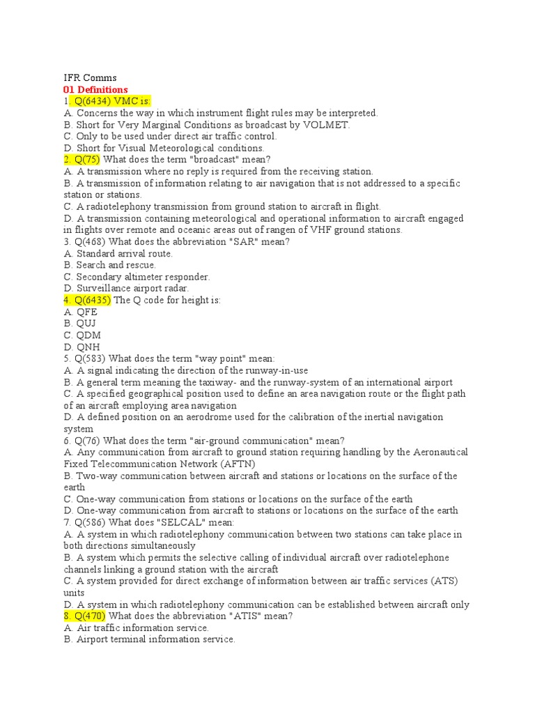 IFR Comms Plane | PDF | Instrument Flight Rules | Transponder (Aeronautics)