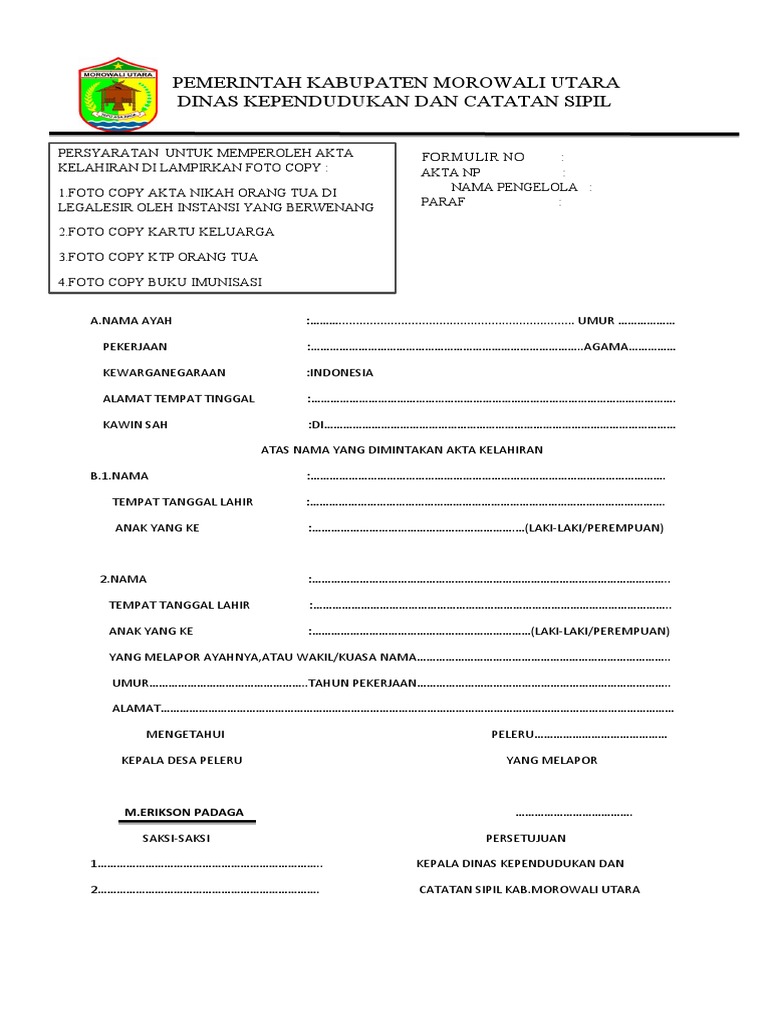 Formulir Akte Kelahiran | PDF