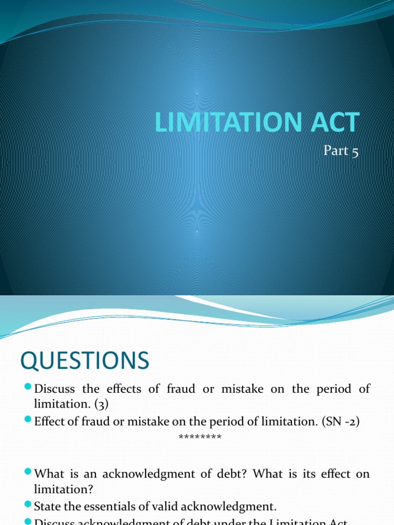 56 Limitation Act Part 5 | PDF | Fraud | Lawsuit