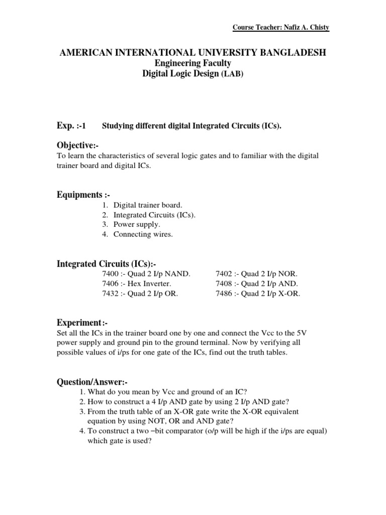 Digital and Analog Signals-Exp1 | PDF | Digital Electronics | Logic Gate