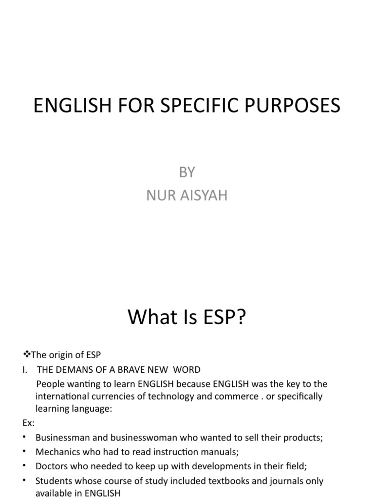 English For Specific Purposes | PDF