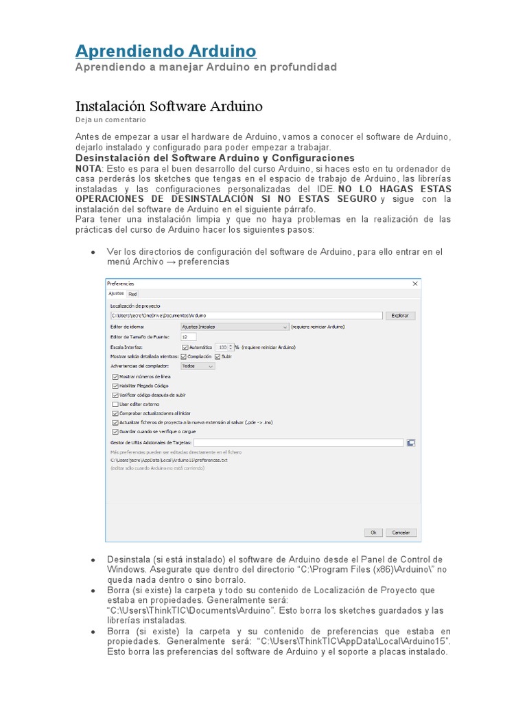 Guía Completa de Instalación Arduino | PDF | Microcontrolador | Microprocesador