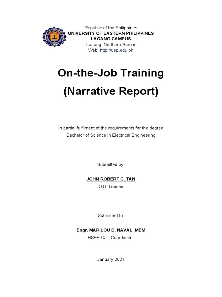 On-the-Job Training (Narrative Report) : Republic of The Philippines ...
