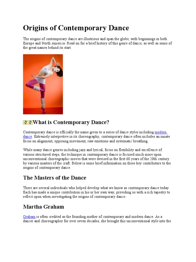 Origins of Contemporary Dance | PDF | Dances | Central American Music
