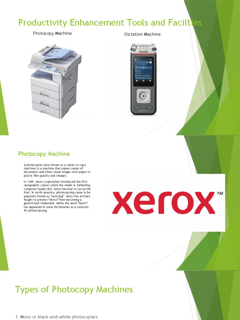 Productivity Enhancement Tools and Facilties | PDF | Photocopier ...