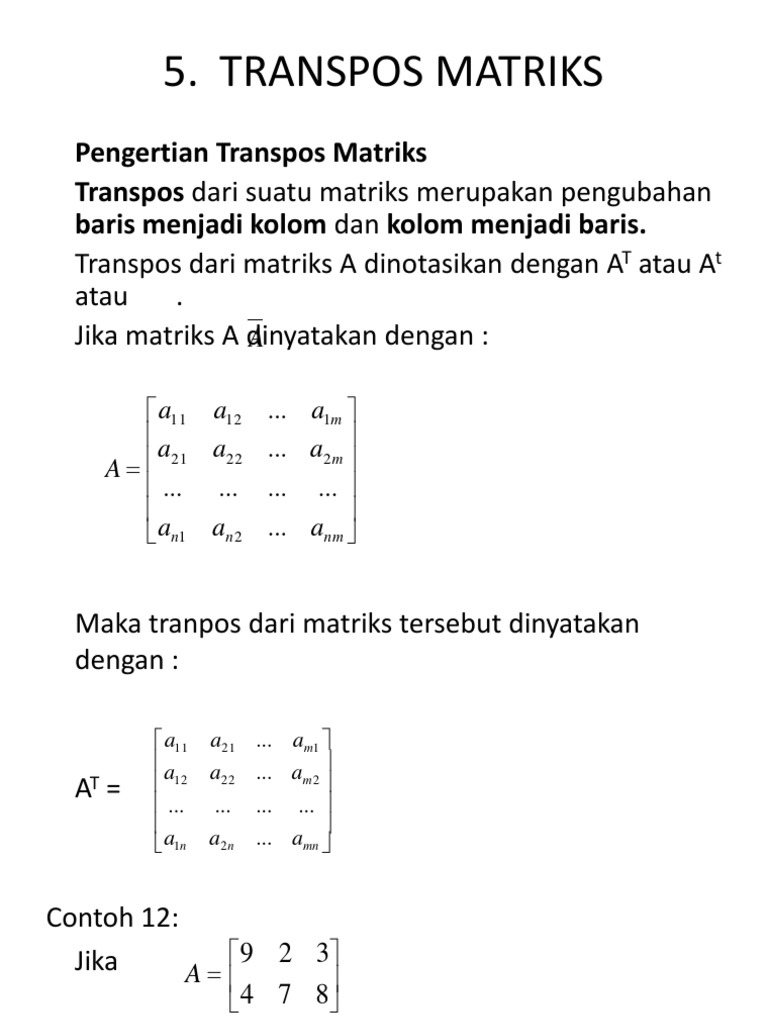 Transpos dan Invers Matriks 2x2 | PDF