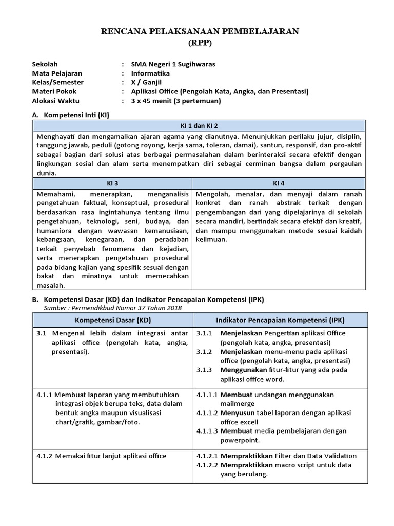 Contoh RPP SMA | PDF