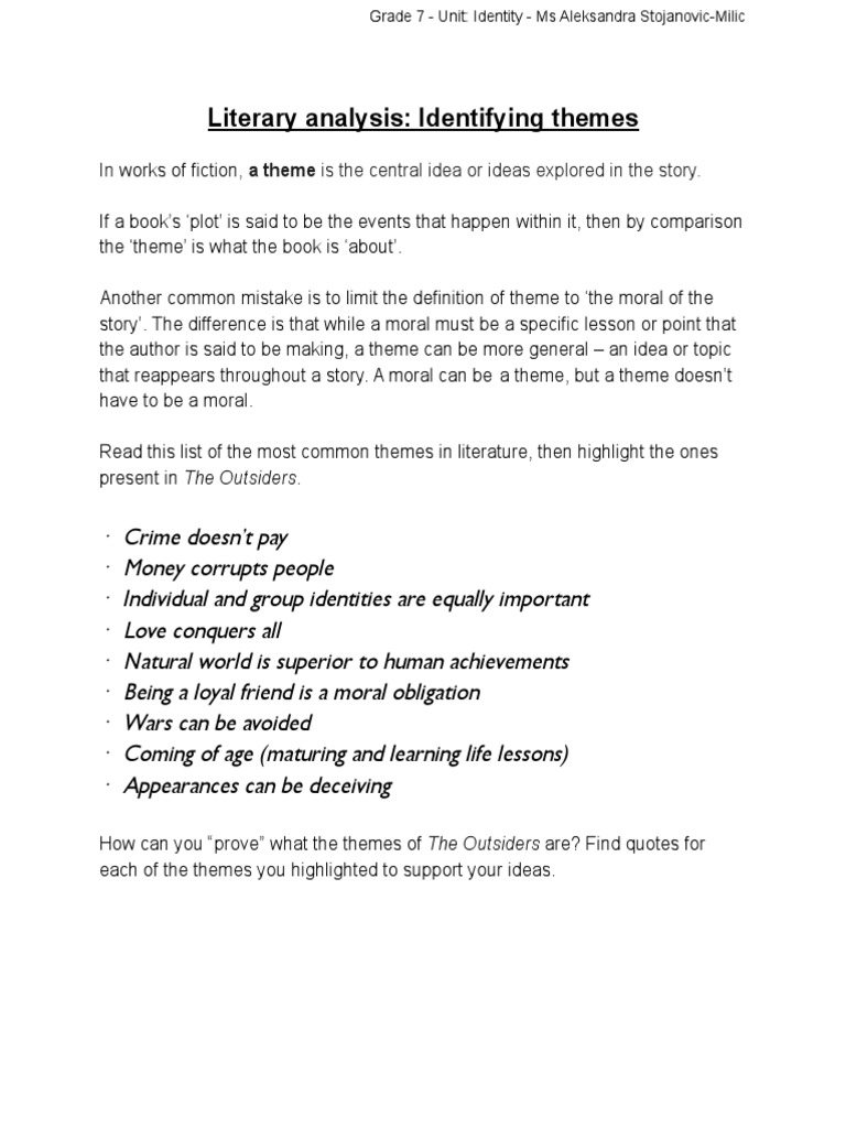 Themes - The Outsiders | PDF