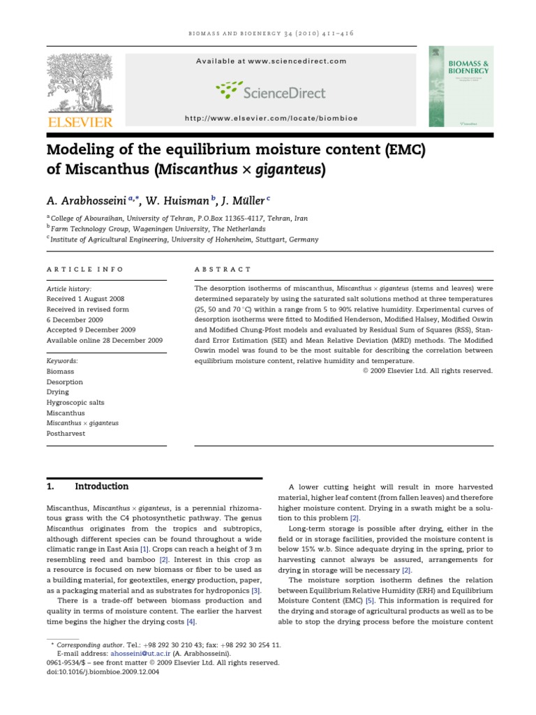 Modeling of The Equilibrium Moisture Content | PDF | Errors And ...