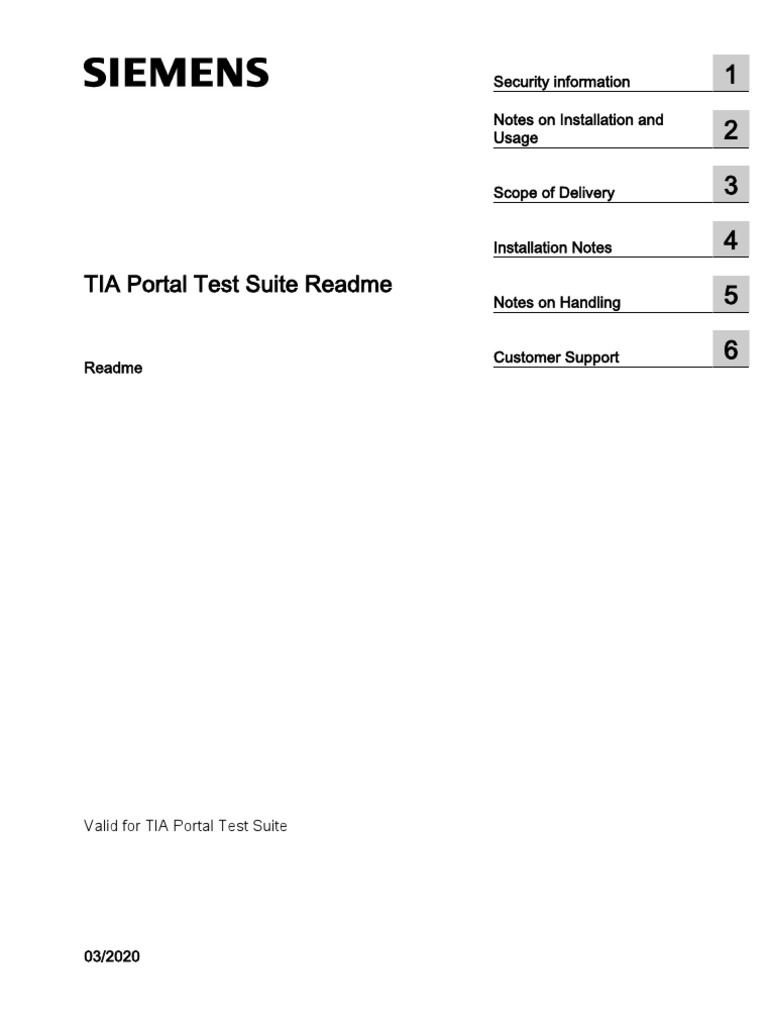 TIA Portal Test Suite Readme | PDF | Safety | Software