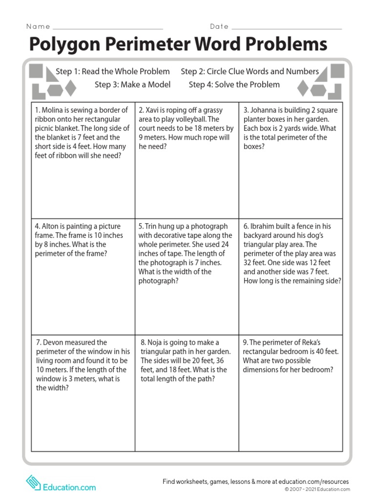 Polygon Perimeter Word Problems Pdf