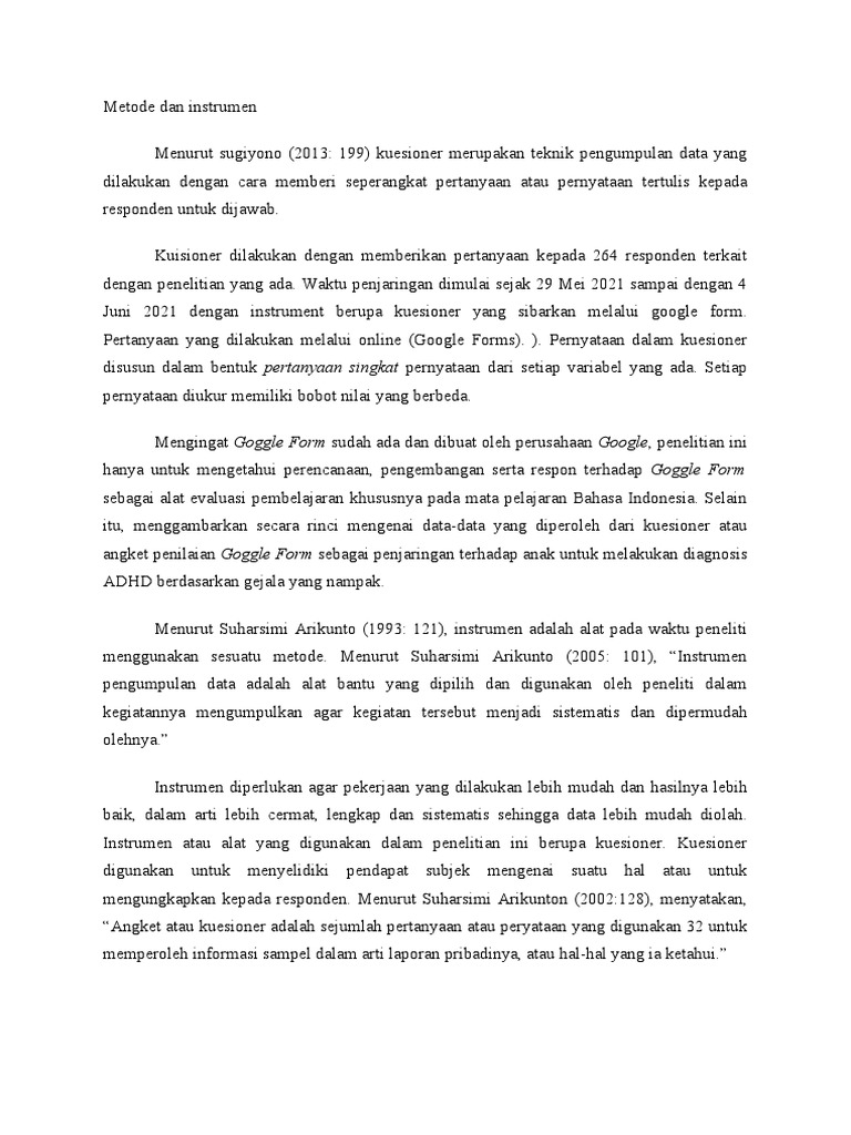 Kuesioner untuk Diagnosa ADHD Anak | PDF
