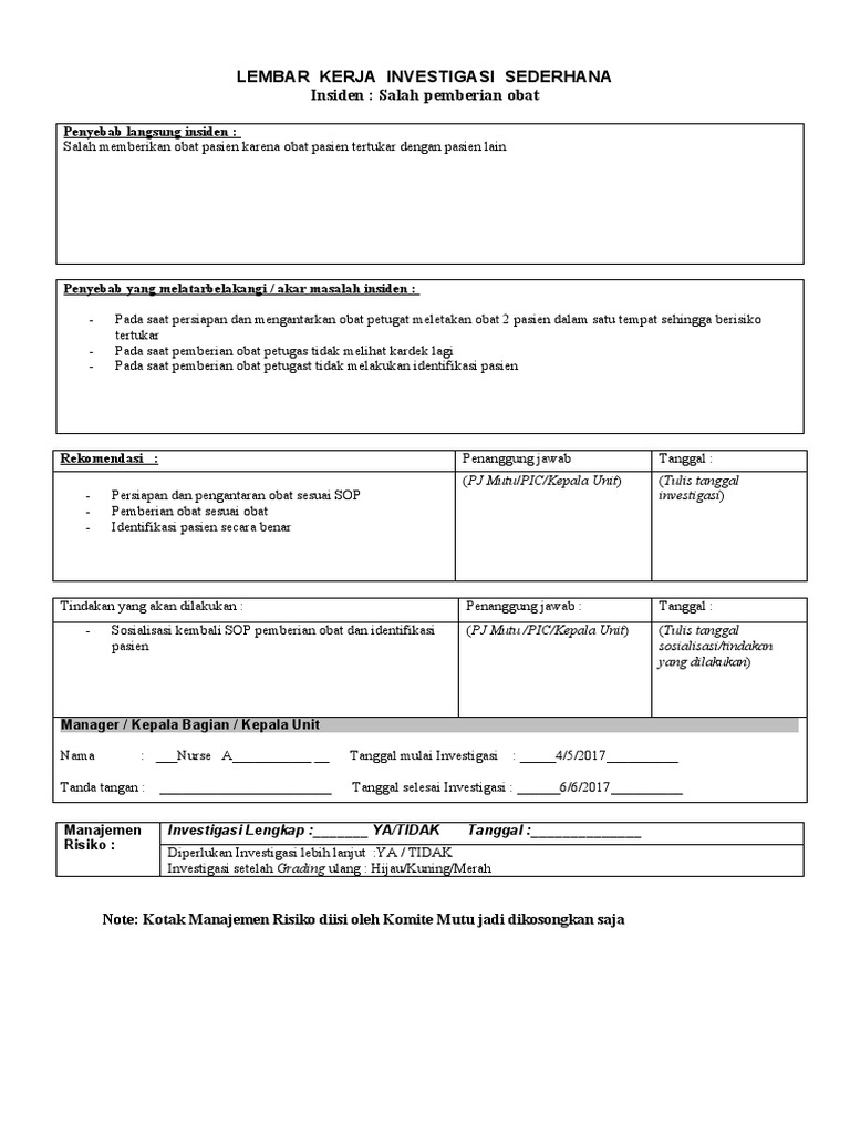 Contoh Investigasi Sederhana | PDF