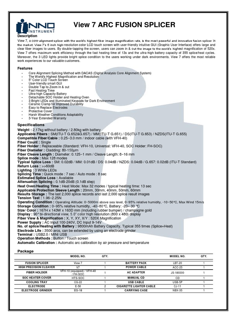 View7 Data Sheet - 160211 | PDF | Optical Fiber | Graphical User Interfaces