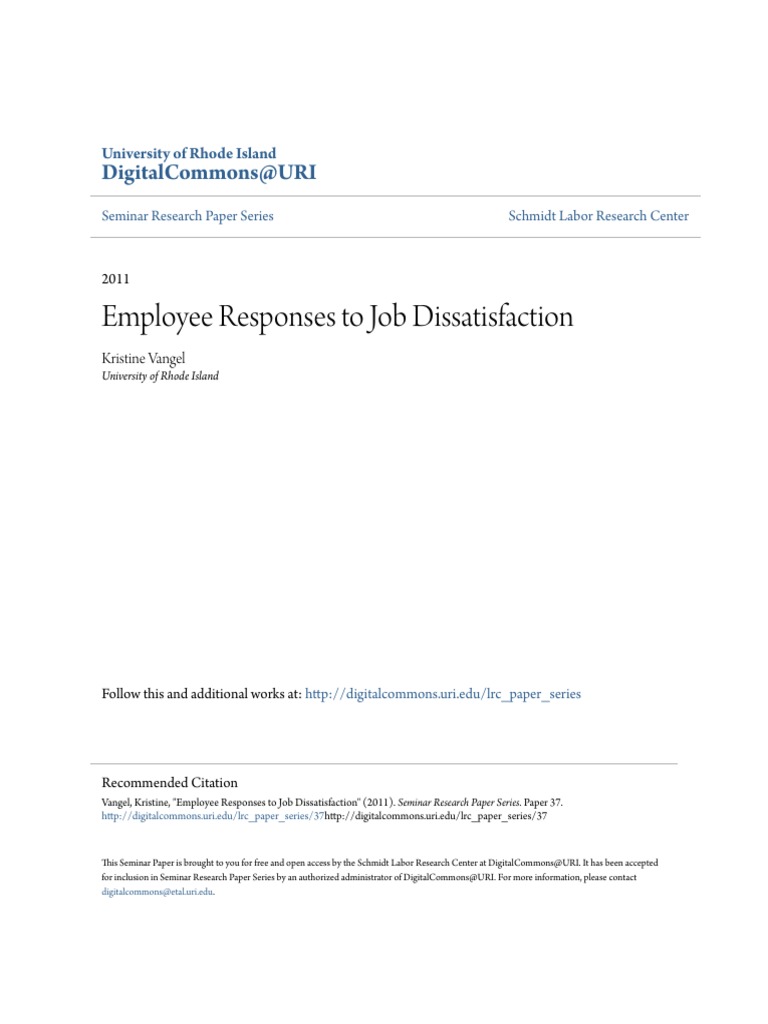 Employee Responses To Job Dissatisfaction | PDF | Job Satisfaction ...
