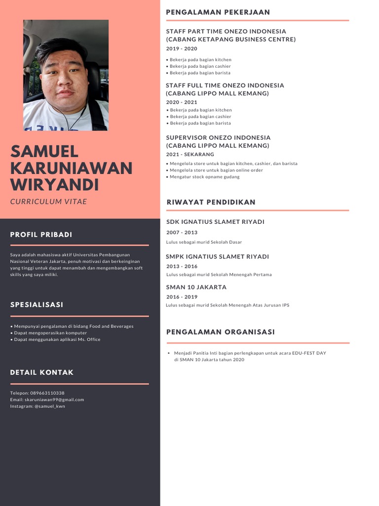 CV - Samuel Karuniawan Wiryandi | PDF