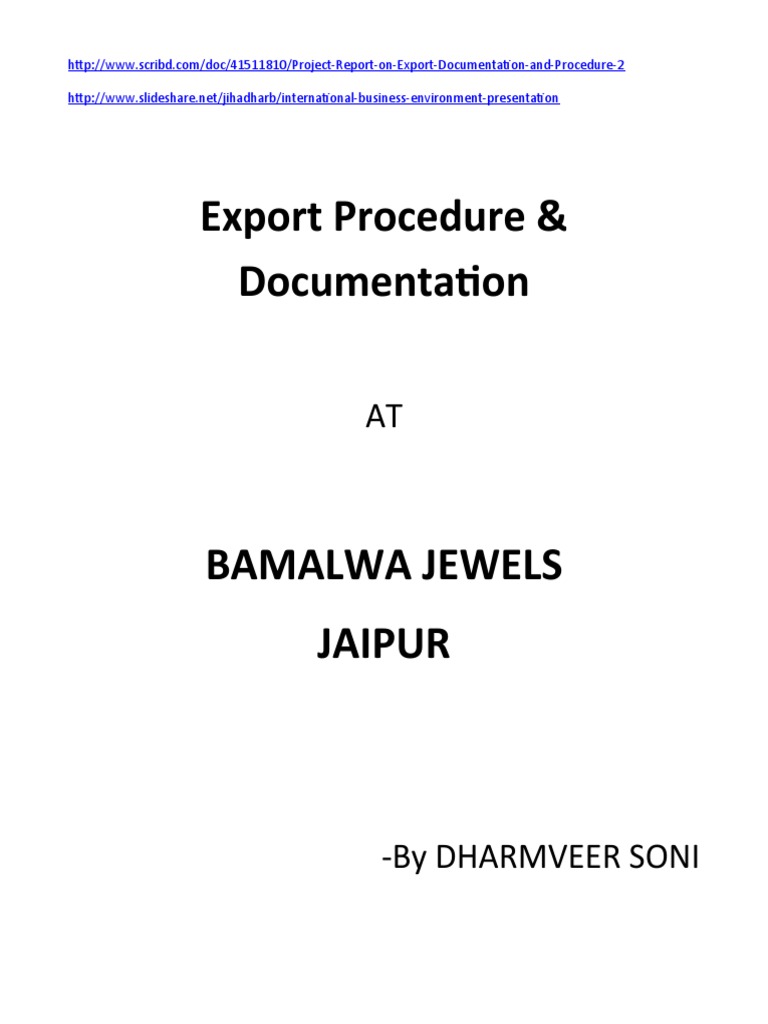 Export Procedure & Documentation | PDF | Cargo | Customs