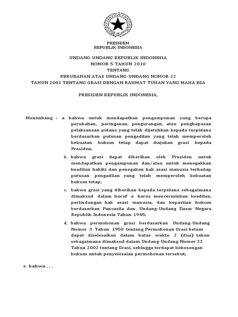 Perubahan UU Grasi 2010 di Indonesia | PDF