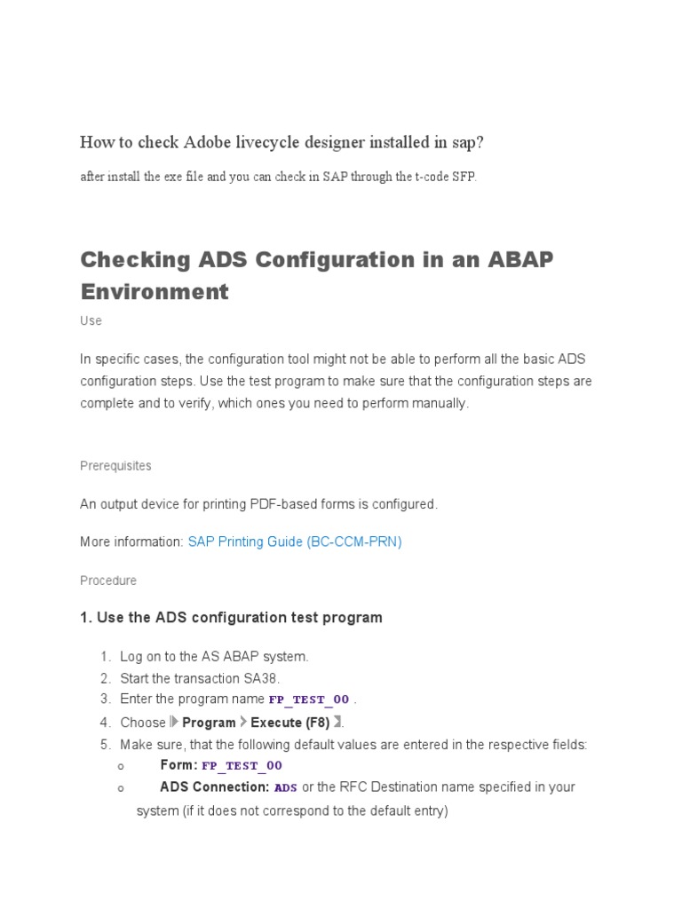 Check Adobe LiveCycle in SAP Systems | PDF | Computers