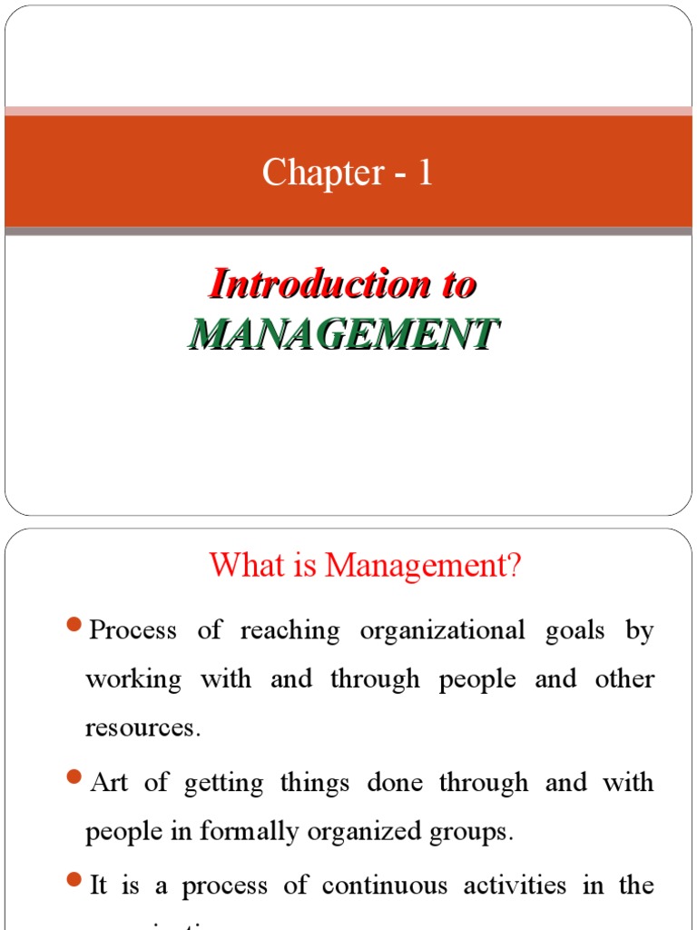 Chapter - 1: Introduction To Management | PDF | Goal | Planning