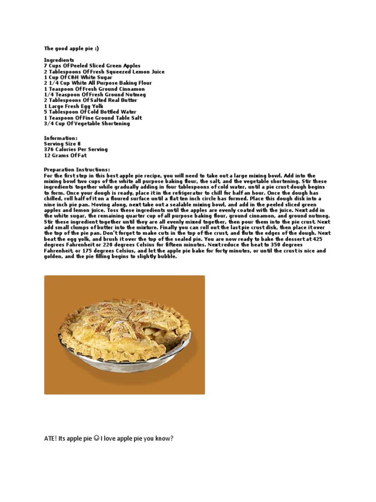 The Good Apple Pie | PDF | Cooking, Food & Wine