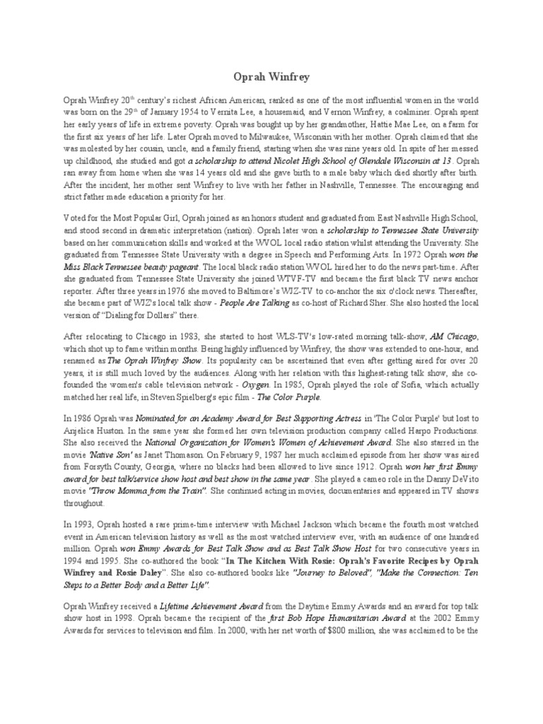 Oprah Winfrey | Download Free PDF | Oprah Winfrey