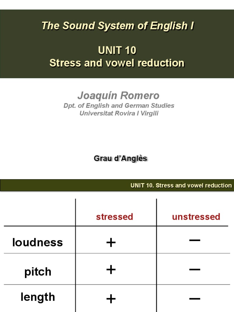 Stress and Vowel Reduction in English | PDF | Stress (Linguistics ...