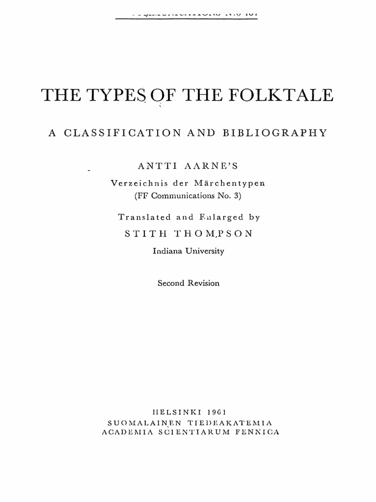 The Types of The Folktale A Classification and Bibliography | PDF ...