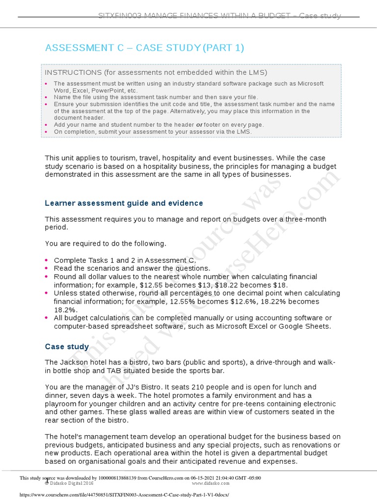 This Study Resource Was: Assessment C - Case Study (Part 1) | PDF ...